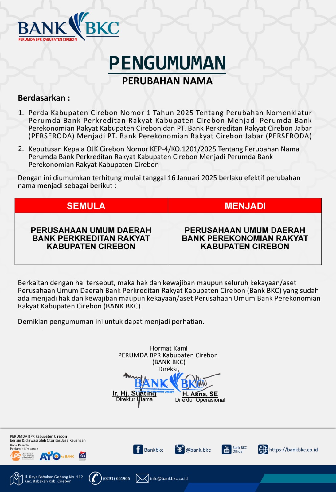 BANK BKC | PERUMDA BPR Kabupaten Cirebon